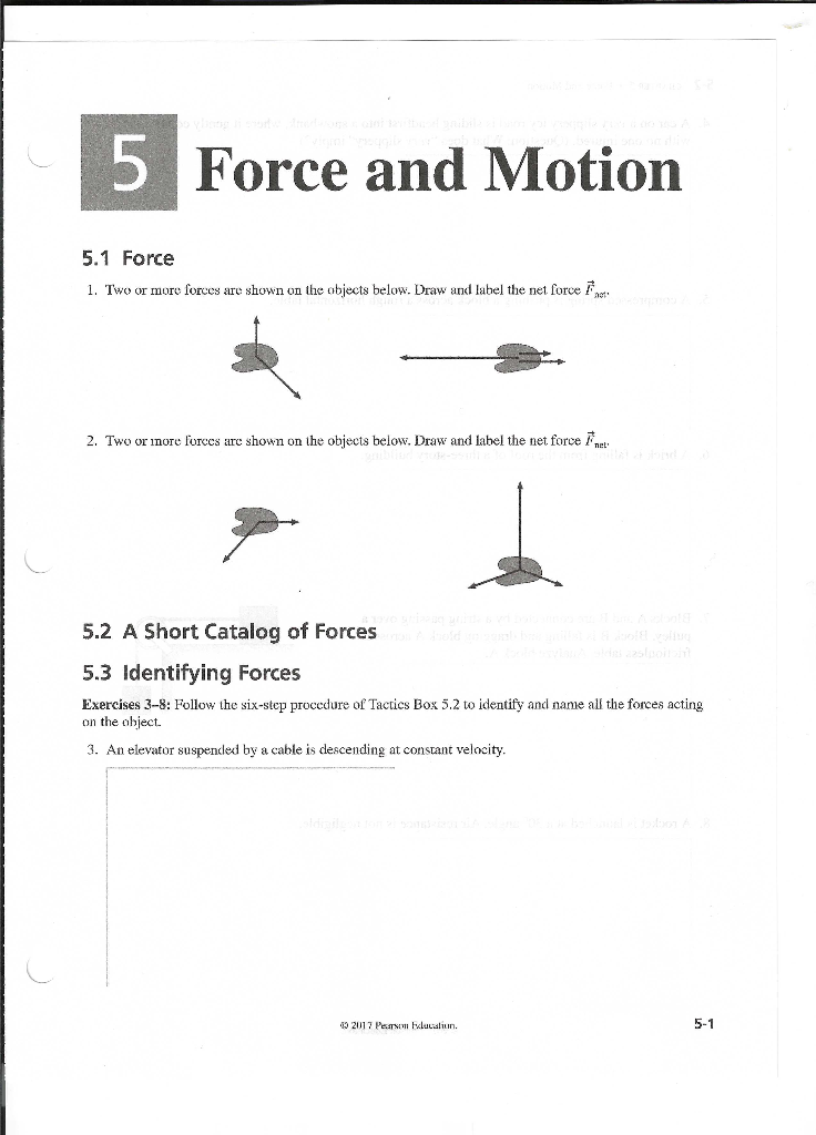 Solved 5 Force and Motion 5.1 Force 1. Two or more forces | Chegg.com