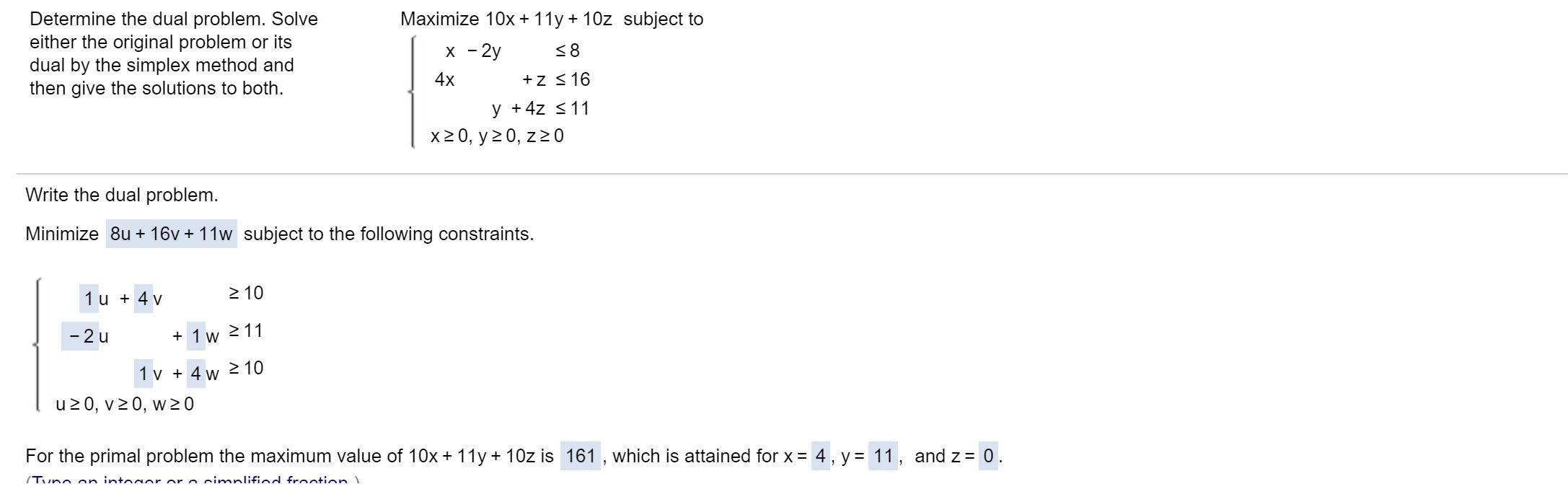 Solved Determine the dual problem. Solve either the original | Chegg.com