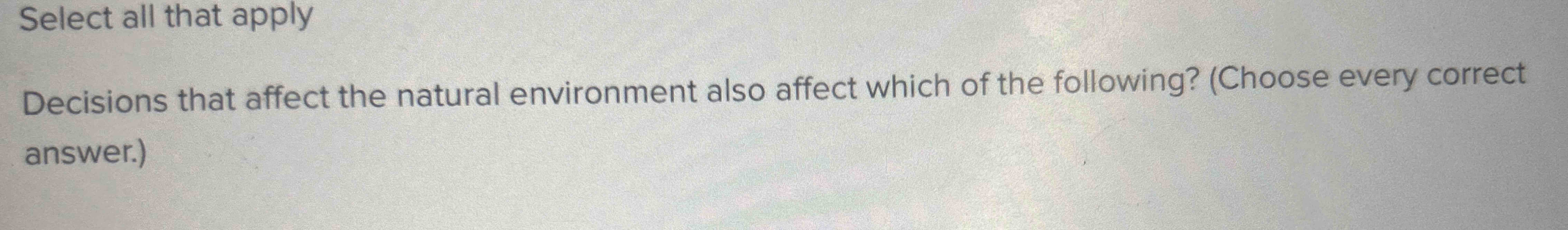 Solved Select all that applyDecisions that affect the | Chegg.com