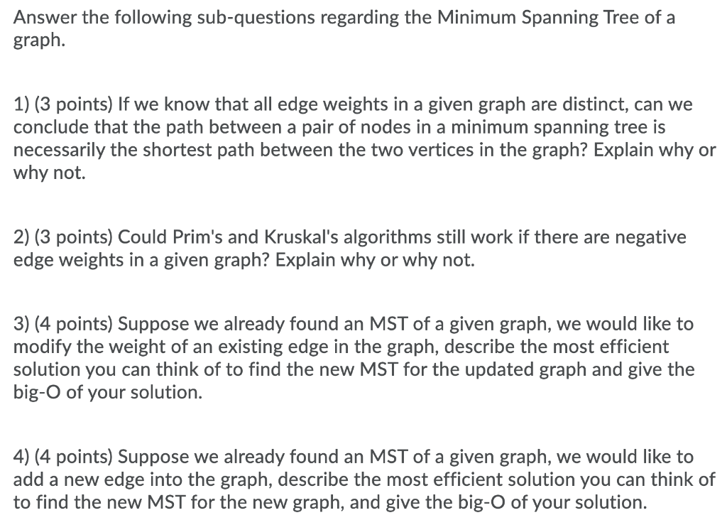 Solved Answer the following sub-questions regarding the | Chegg.com