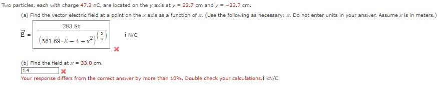 Solved Wwo particles, each with charge 47.3nC, are located | Chegg.com