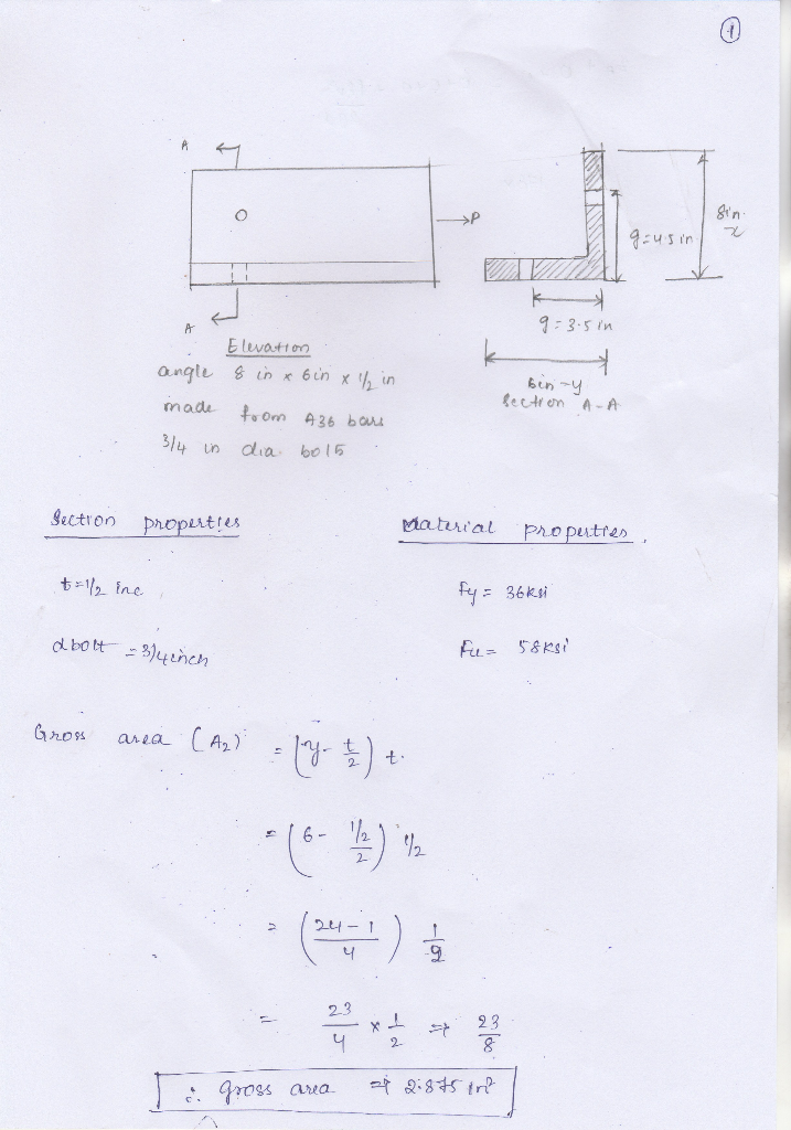 (Solved) - Question: Determine Gross Area, Net Area, Design Tensile ...