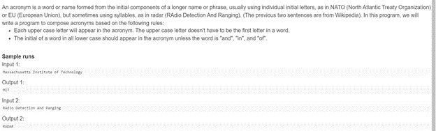 Solved This Is Using Python An Acronym Is A Word Or Name