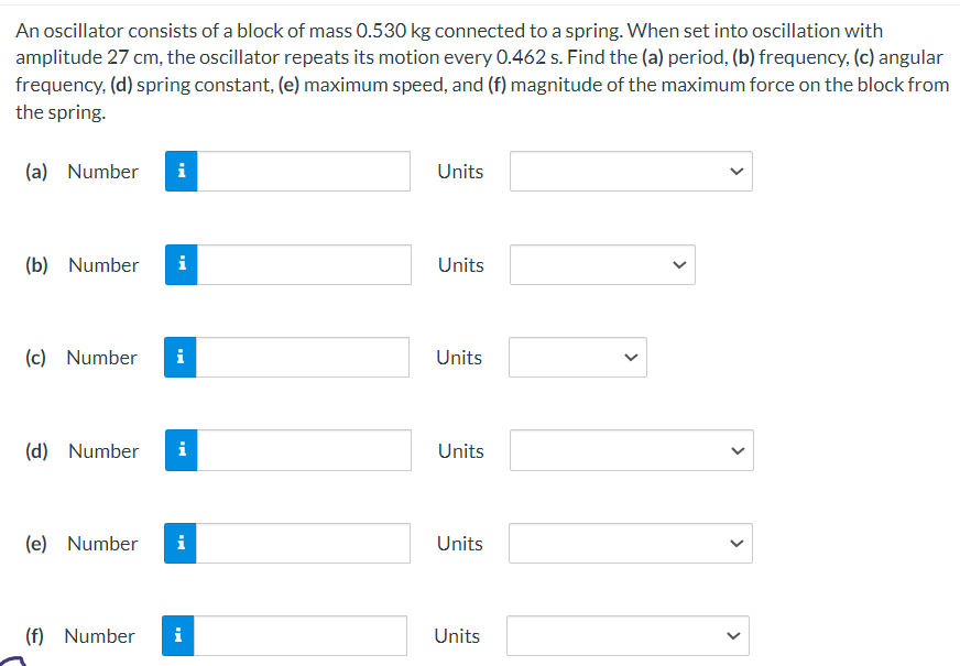 Solved An oscillator consists of a block of mass 0.530 kg | Chegg.com