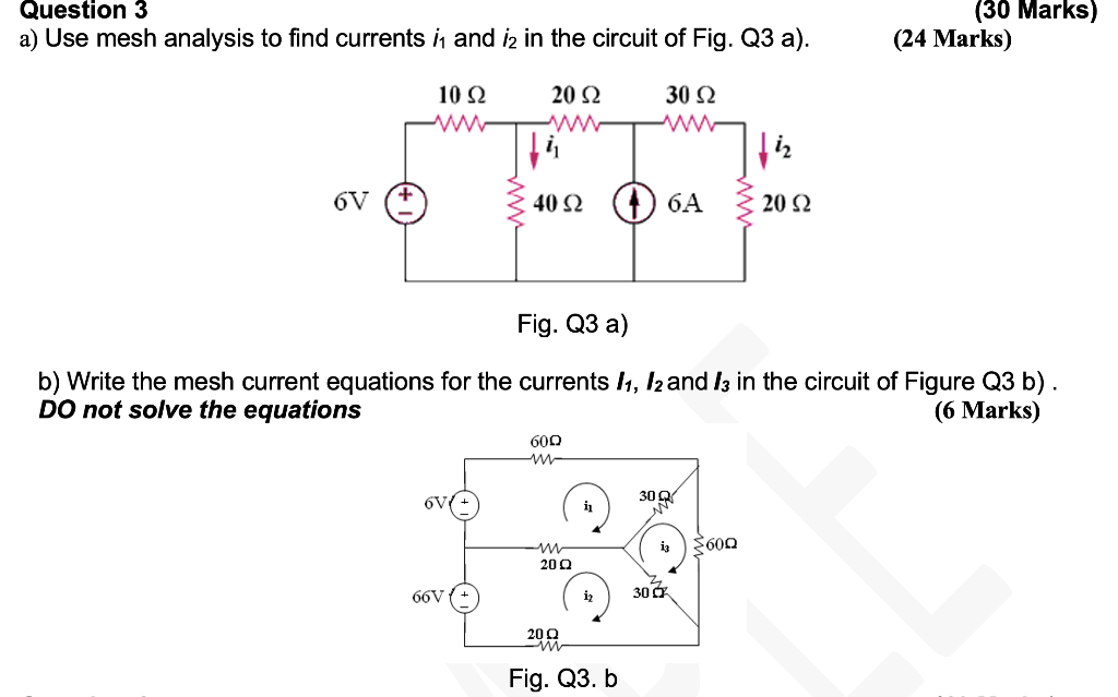 Solved a) Use mesh analysis to find currents i1 and i2 in | Chegg.com