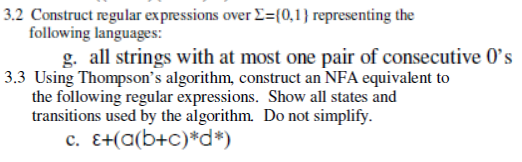 Solved 3.2 Construct regular expressions over Σ={0,1} | Chegg.com