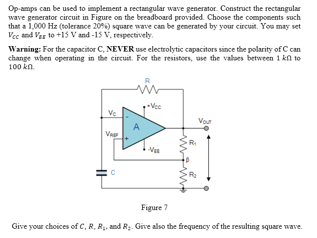Solved Op-amps can be used to implement a rectangular wave | Chegg.com