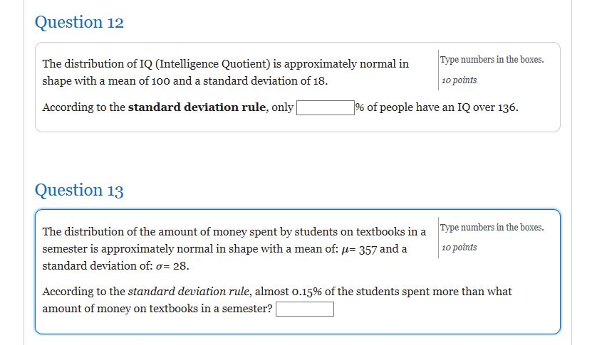 Solved Question 12 The distribution of IQ (Intelligence | Chegg.com