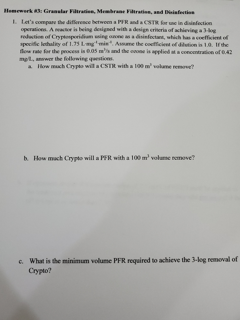 Solved Homework #3: Granular Filtration, Membrane | Chegg.com