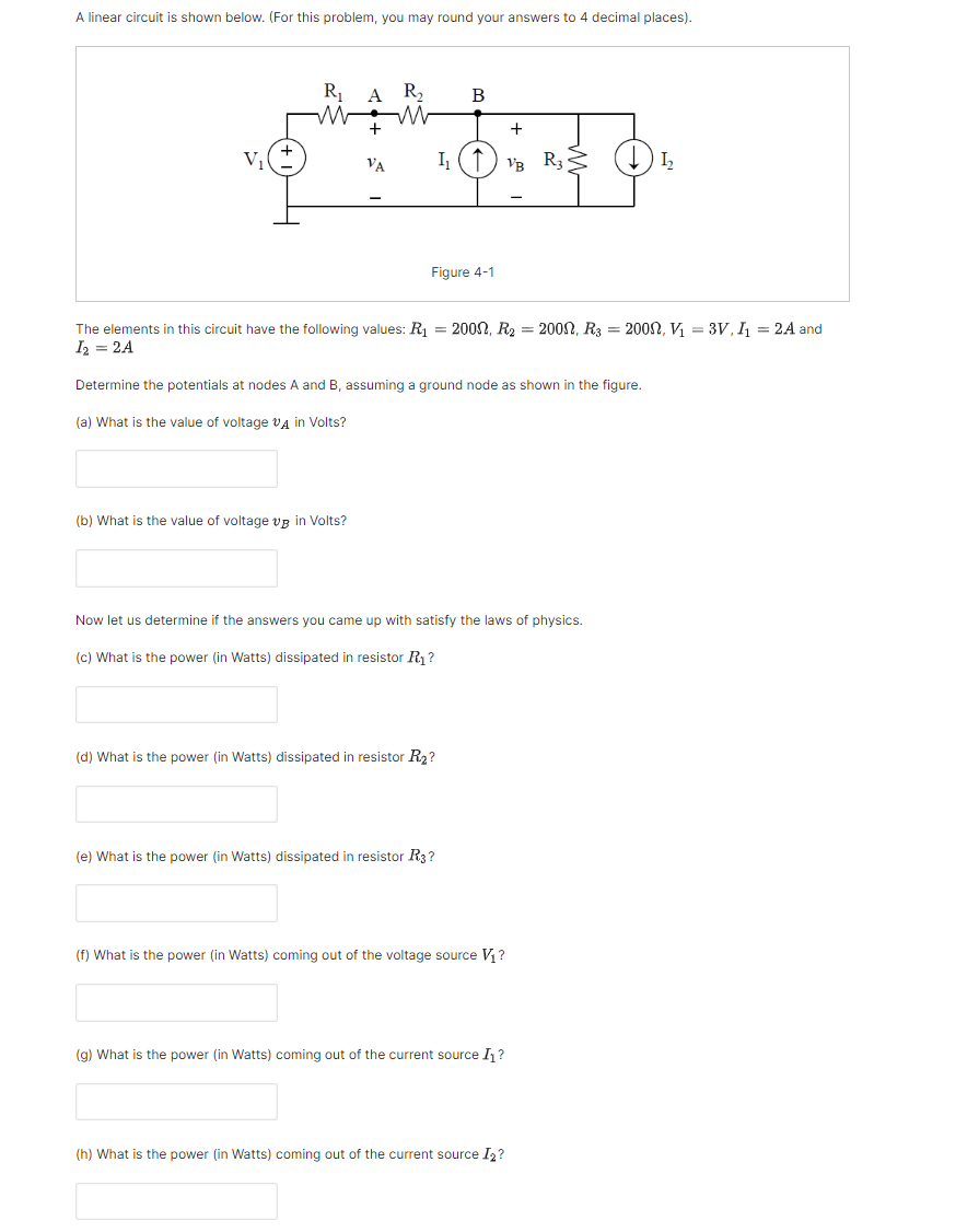 Solved A linear circuit is shown below. (For this problem, | Chegg.com