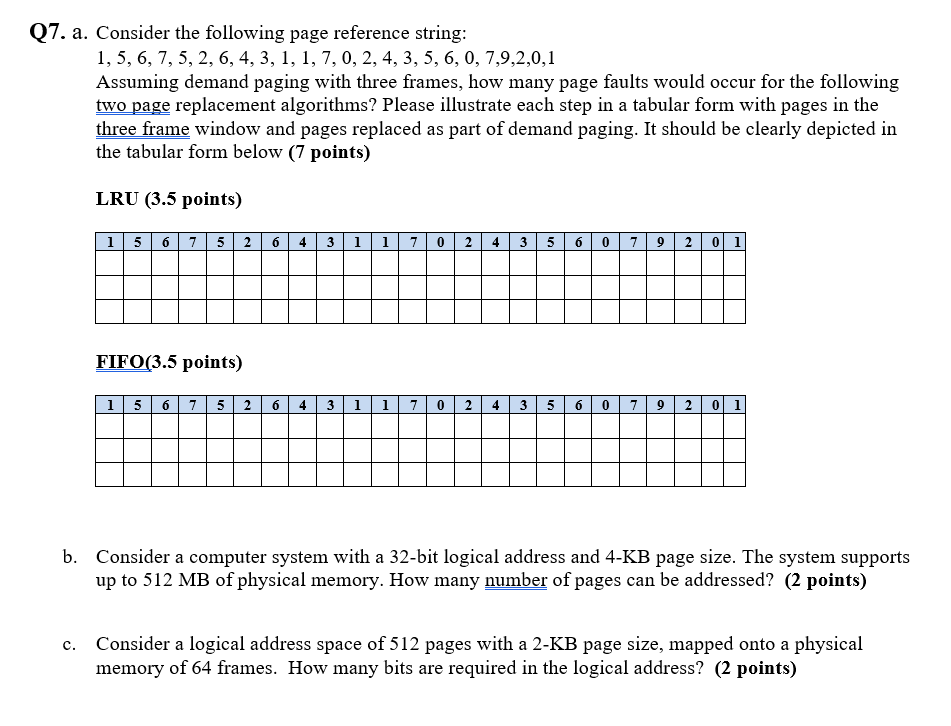 Solved a. Consider the following page reference string: | Chegg.com