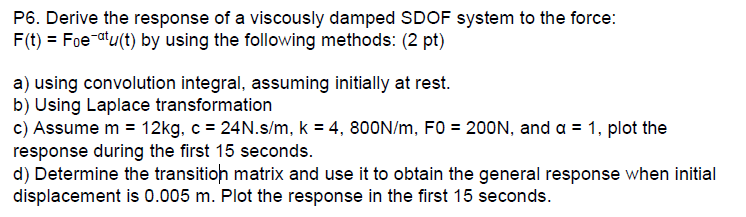Solved P6. Derive the response of a viscously damped SDOF | Chegg.com