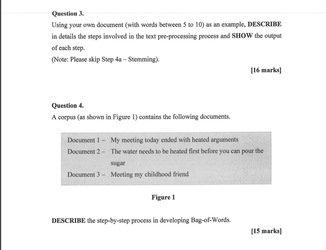 Solved Question 3. Using your own document (with words | Chegg.com