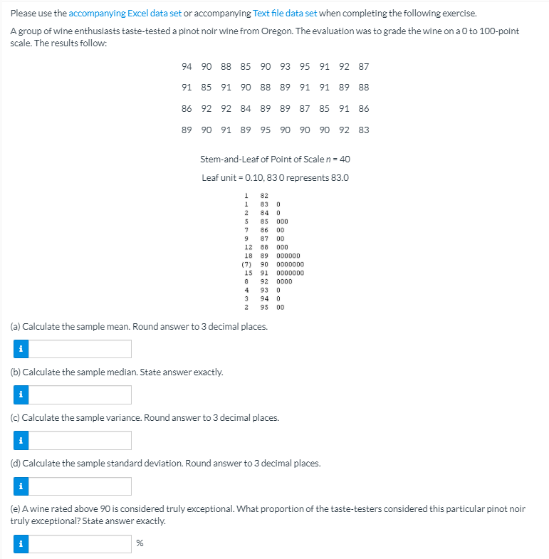 Solved Please use the accompanying Excel data set or | Chegg.com