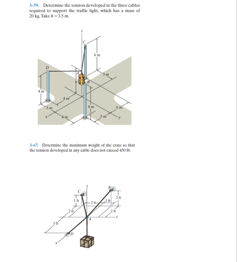 Solved 3-59. Determine the tension developed in the three | Chegg.com