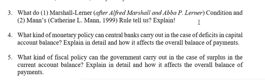 Solved 3. What do (1) Marshall-Lerner (after Alfred Marshall | Chegg.com