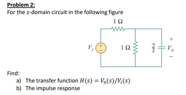 Solved Problem 2 For The S Domain Circuit In The Following