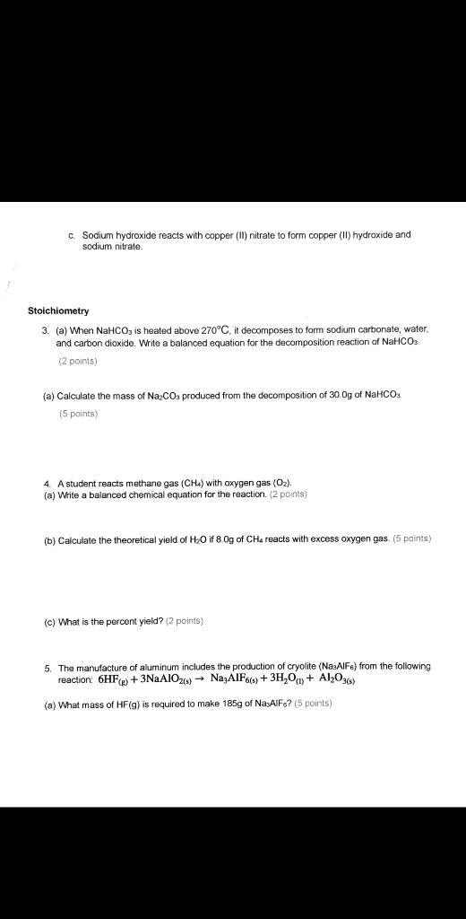 Solved CHM 111 Name Balancing Chemical Equations 1. Balance | Chegg.com