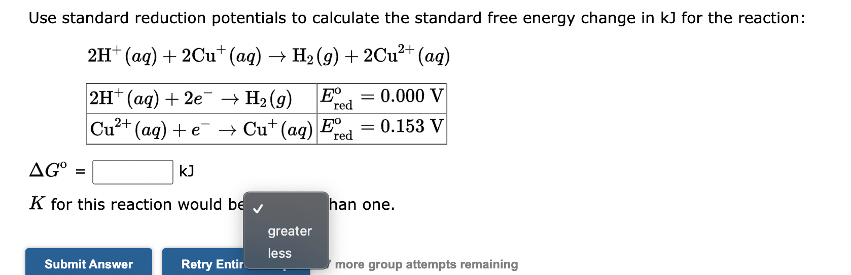 Solved Use standard reduction potentials to calculate the | Chegg.com