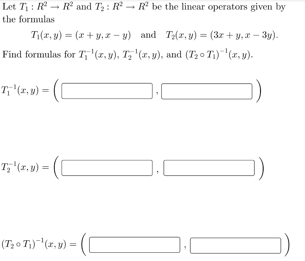 Solved Let T1 : R? → R2 and T2: R2 + R2 be the linear | Chegg.com