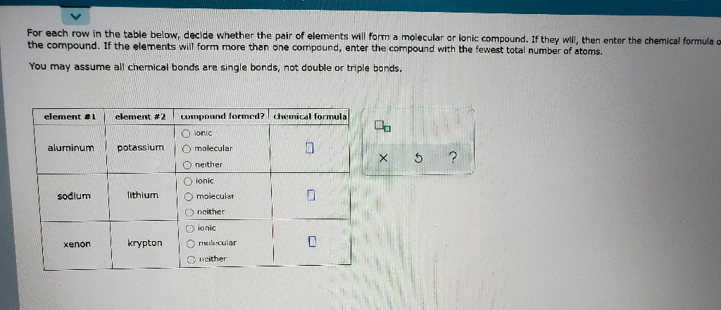 Solved For each row in the table below, decide whether the | Chegg.com