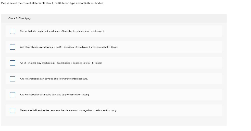 Solved Please select the correct statements about the Rh | Chegg.com