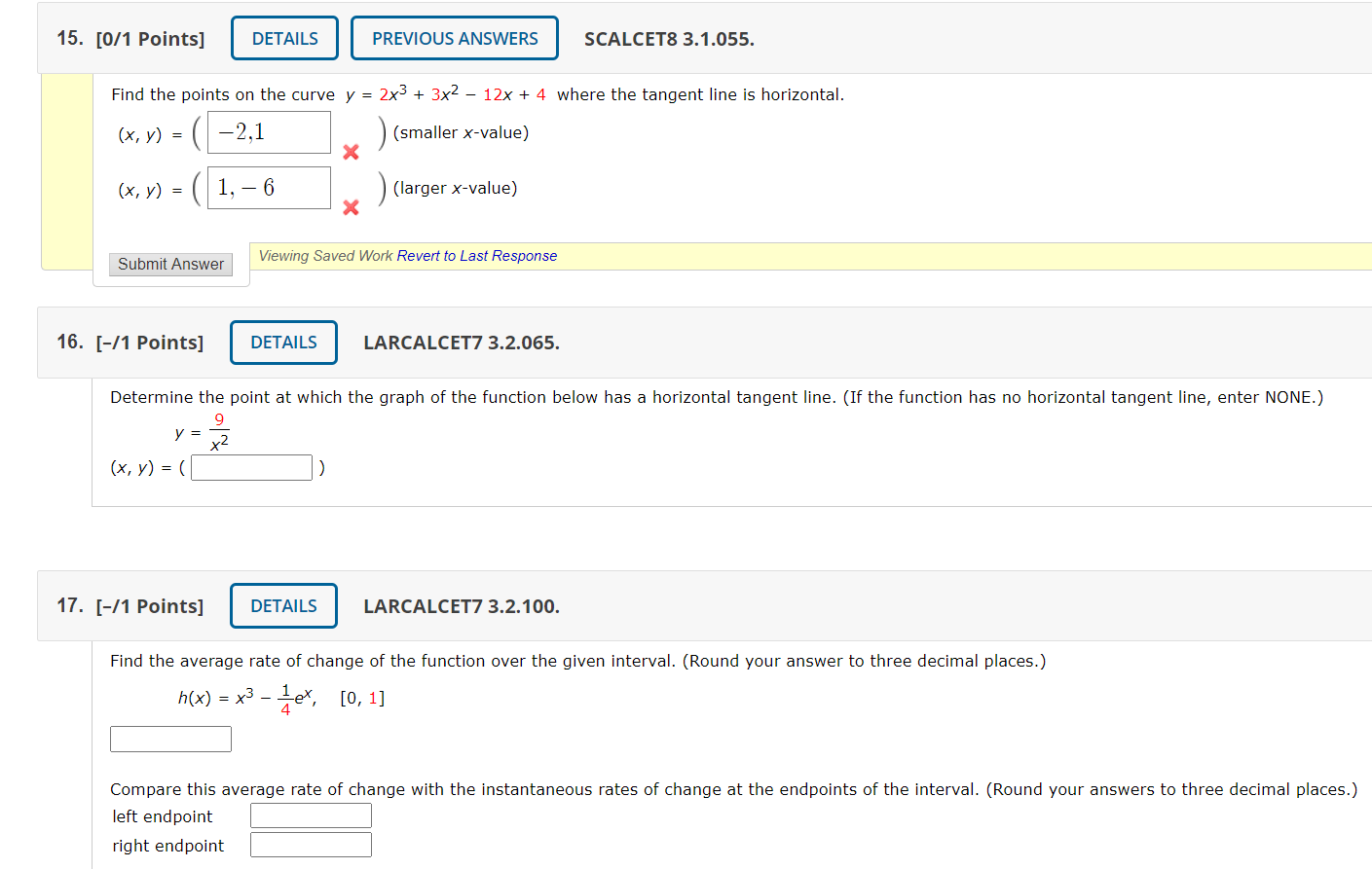 Solved 15. [0/1 Points] DETAILS PREVIOUS ANSWERS SCALCET8 | Chegg.com