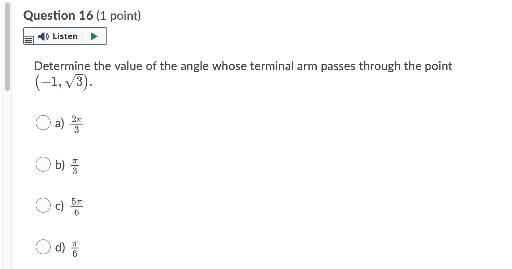 Solved Question 16 (1 point) Listen Determine the value of | Chegg.com