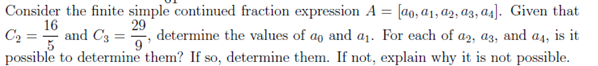 Solved Consider the finite simple continued fraction | Chegg.com