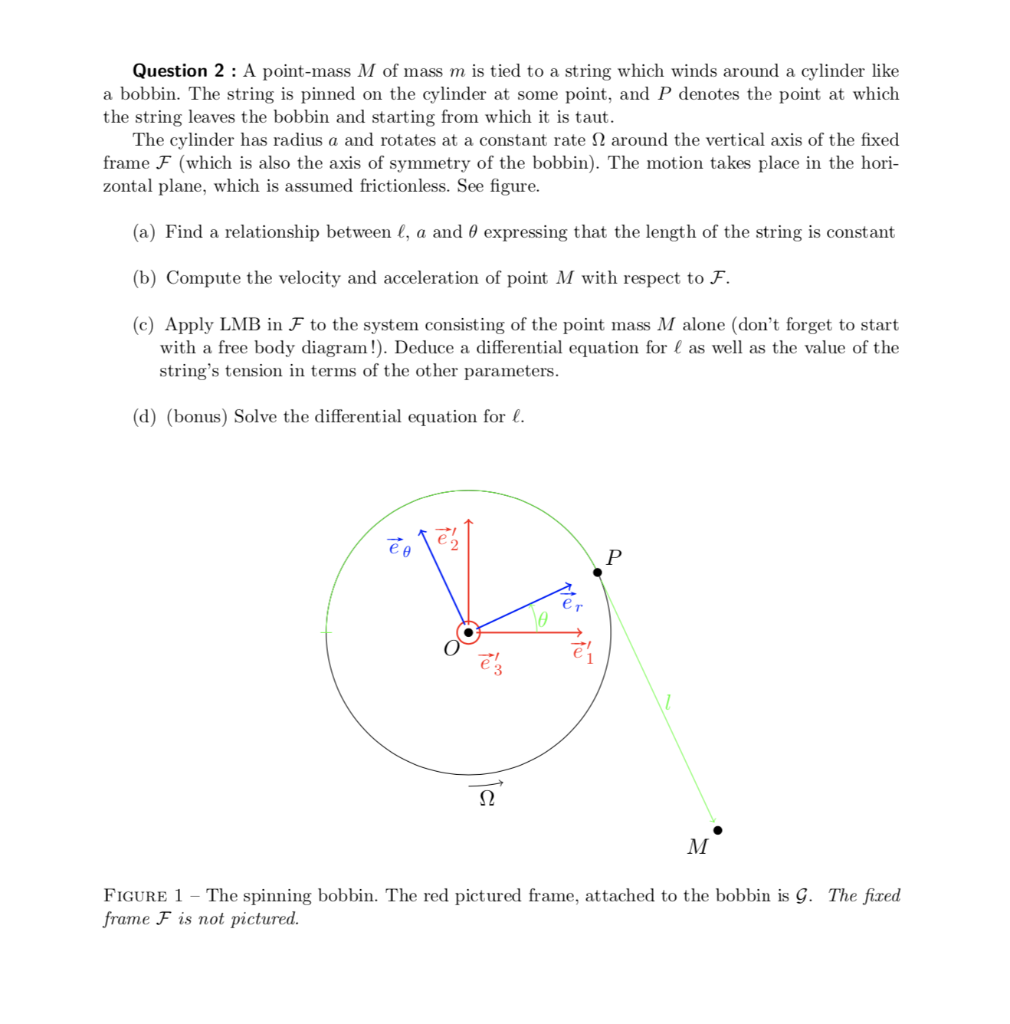 Solved Question 2: A point-mass M of mass m is tied to a | Chegg.com Solved Question 2: A point-mass M of mass m is tied to a | Chegg.com