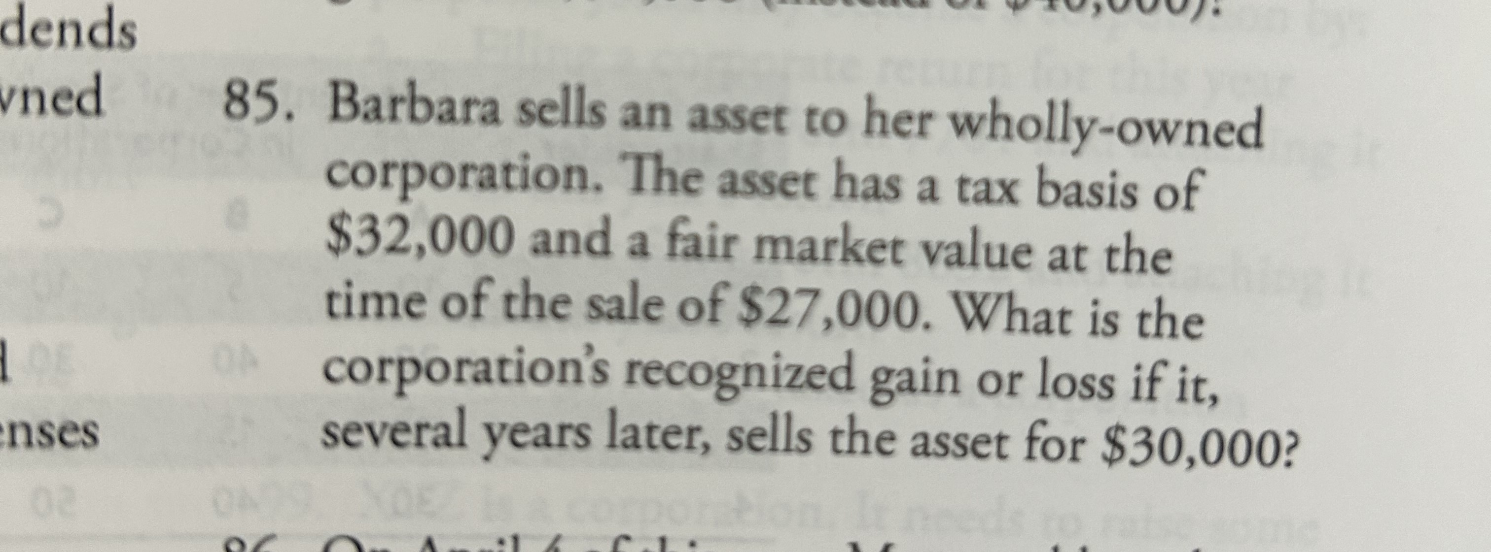 Solved Barbara sells an asset to her wholly-owned | Chegg.com