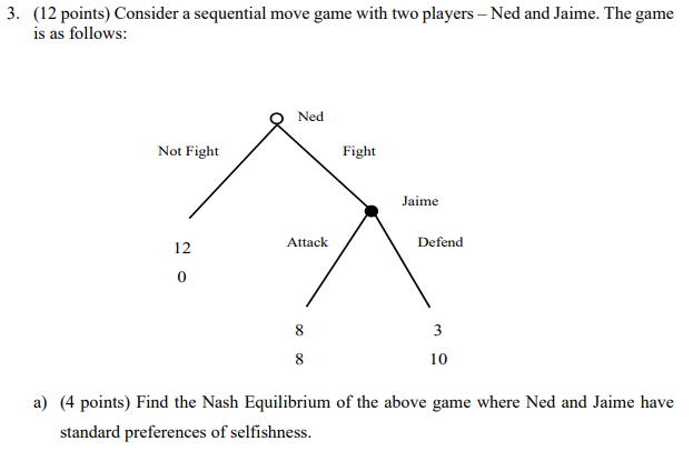 Solved 3. (12 points) Consider a sequential move game with | Chegg.com