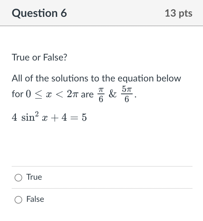Solved Question 6True or False?All of the solutions to the | Chegg.com