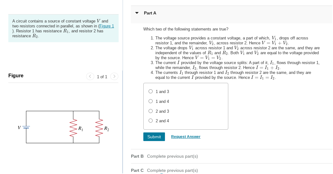 Solved A circuit contains a source of constant voltage V and | Chegg.com