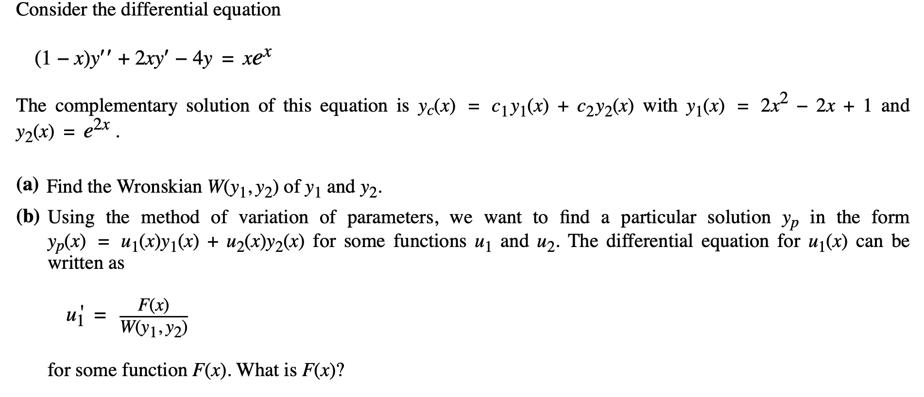 Solved Consider the differential equation (1 - x)y' + 2xy” – | Chegg.com
