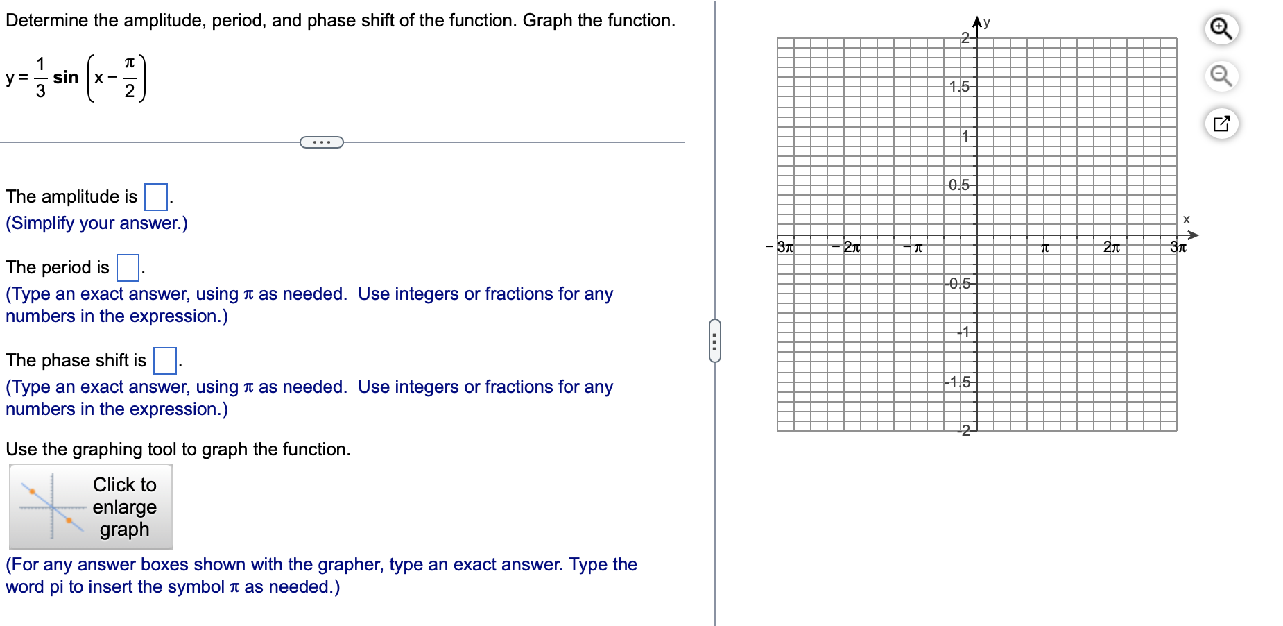 Solved Determine the amplitude, period, and phase shift of | Chegg.com