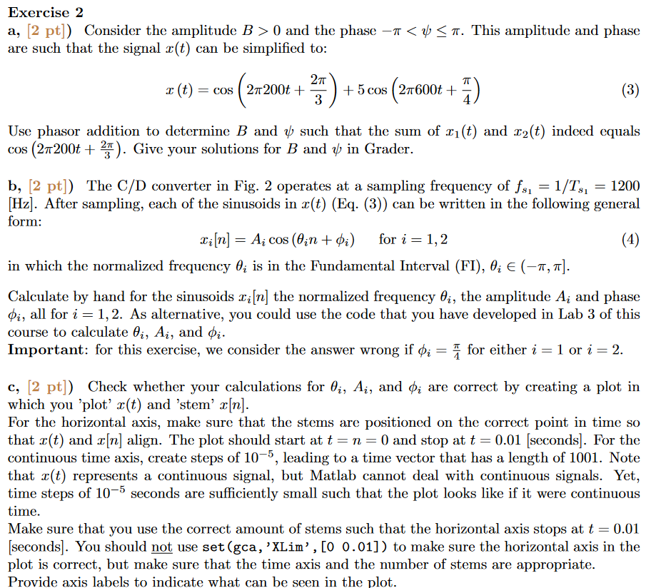 Solved a, [2pt] ) Consider the amplitude B>0 and the phase | Chegg.com