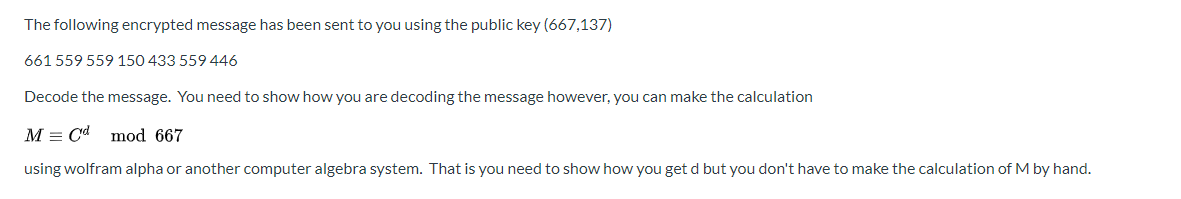 The following encrypted message has been sent to you | Chegg.com