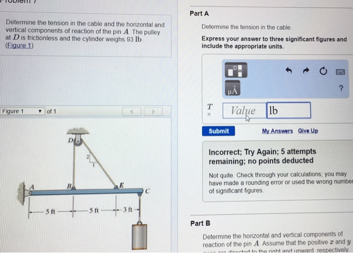 Solved Determine the tension in the cable and the horizontal | Chegg.com