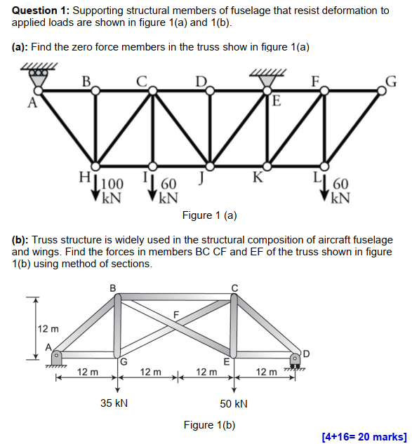 Solved Question 1: Supporting structural members of fuselage | Chegg.com