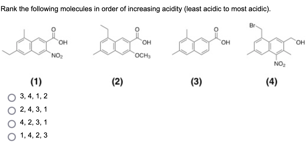 Solved Rank The Following Molecules In Order Of Increasing