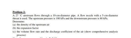 Solved Problem 2: A 27 °C airstream flows through a | Chegg.com