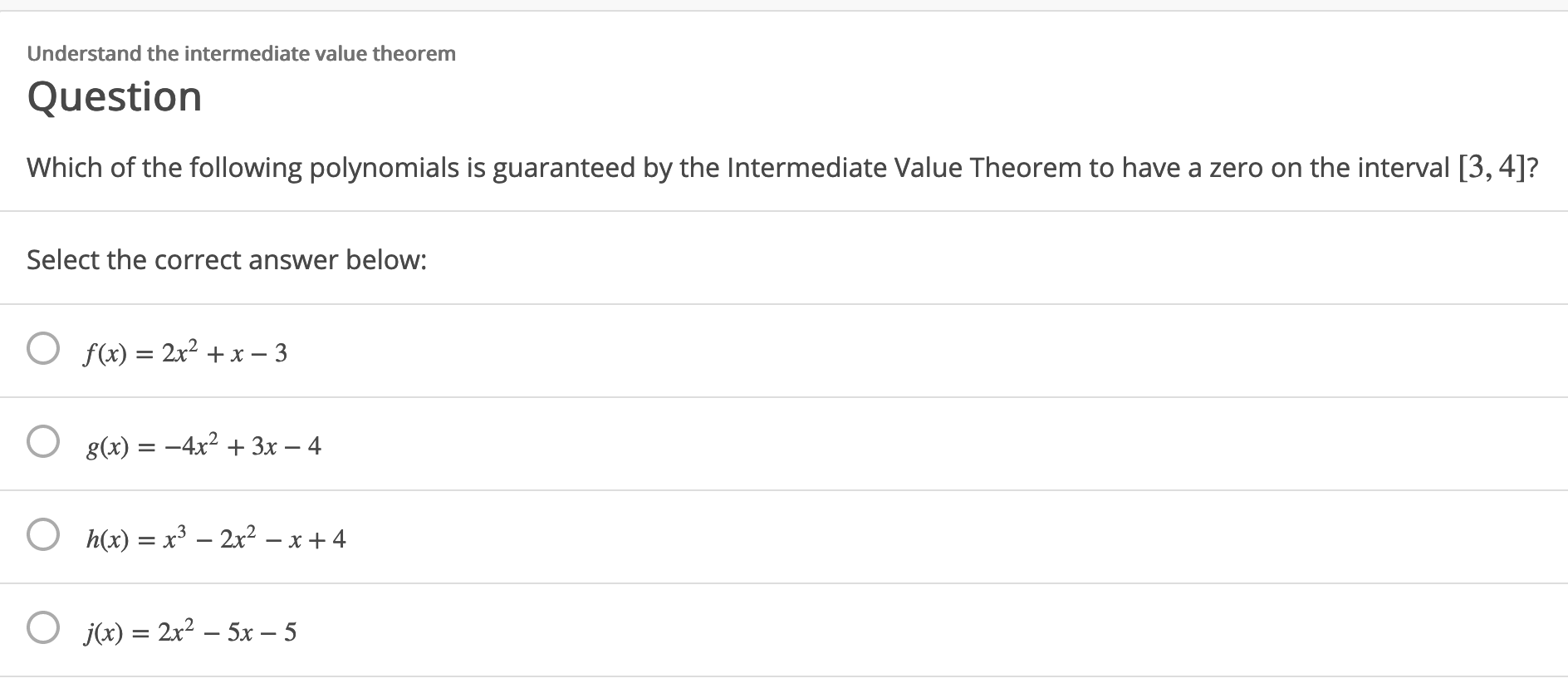 Solved Understand the intermediate value theorem Question | Chegg.com