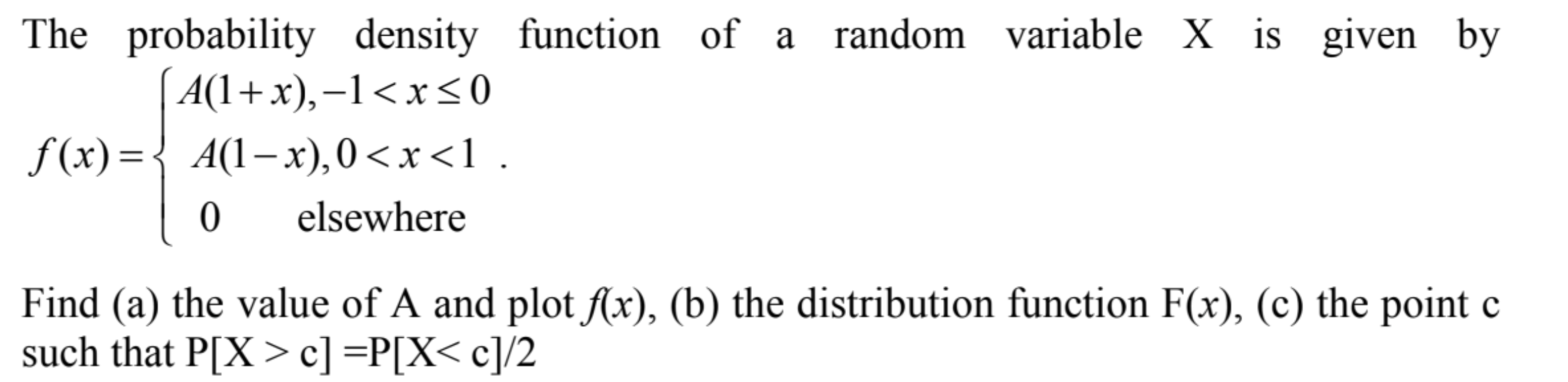 Solved The probability density function of a random variable | Chegg.com