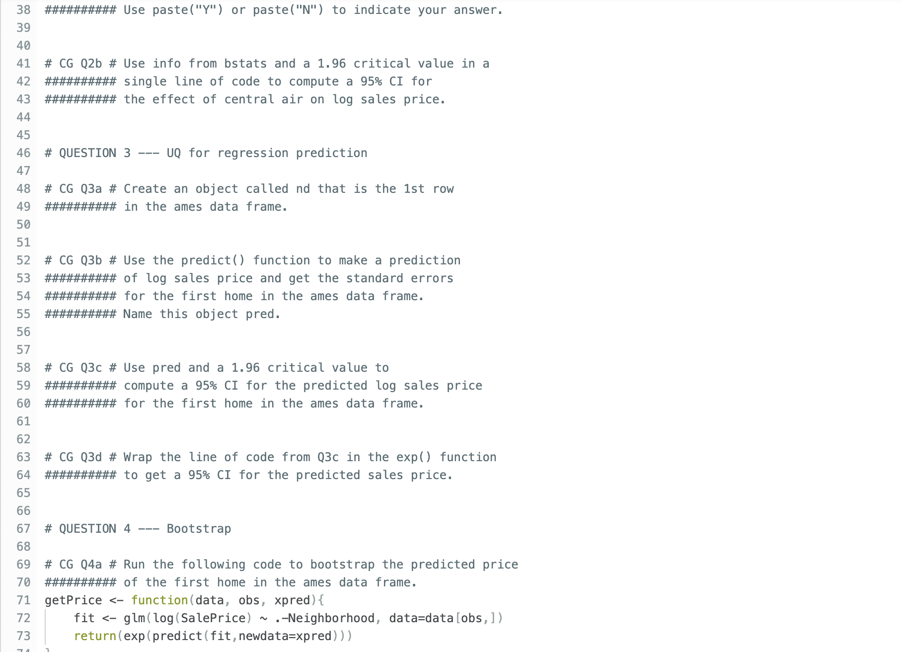 Solved \# CG Q2b \# Use info from bstats and a 1.96 critical | Chegg.com