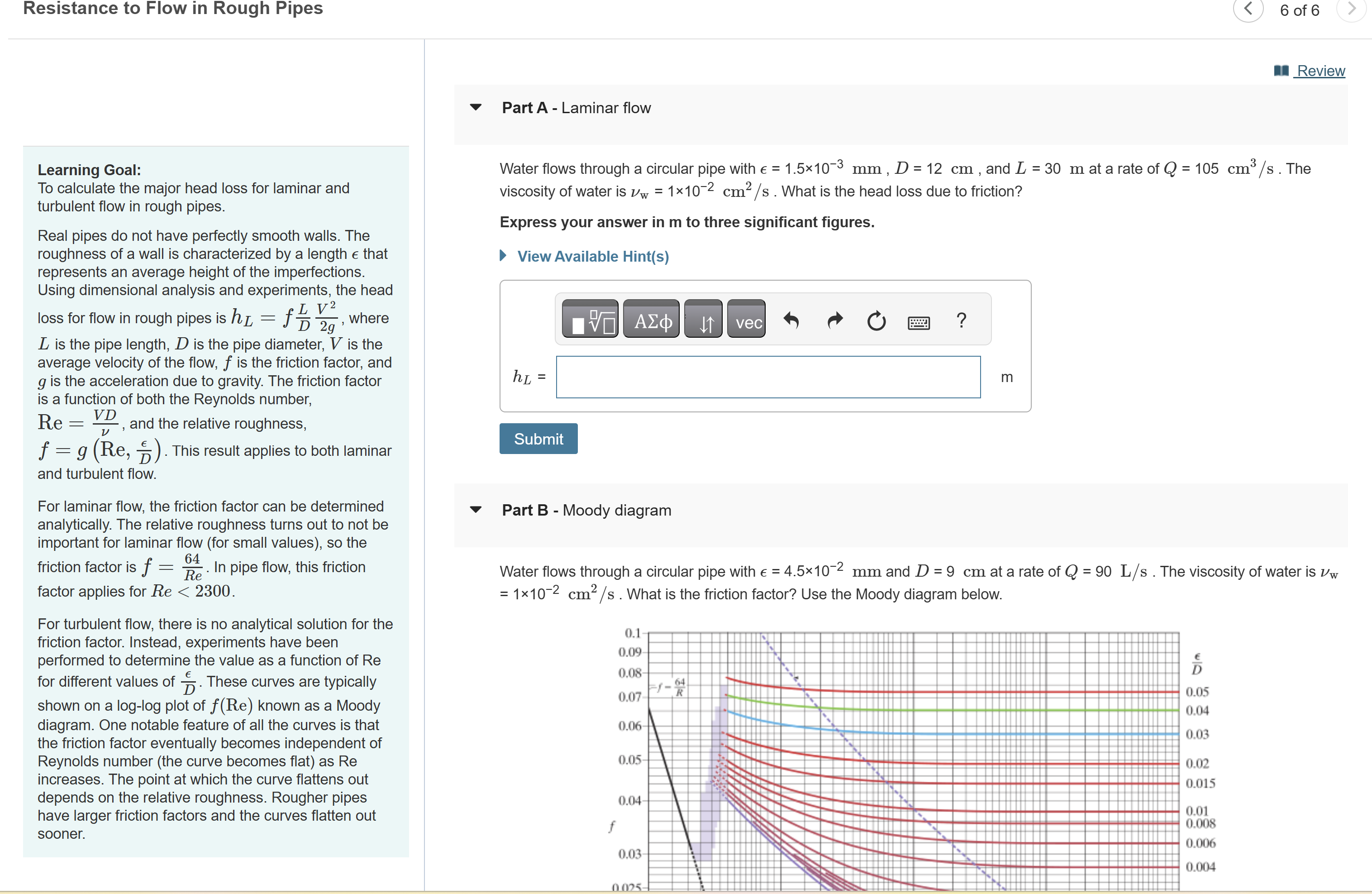 Solved Learning Goal:To ﻿calculate the major head loss for | Chegg.com