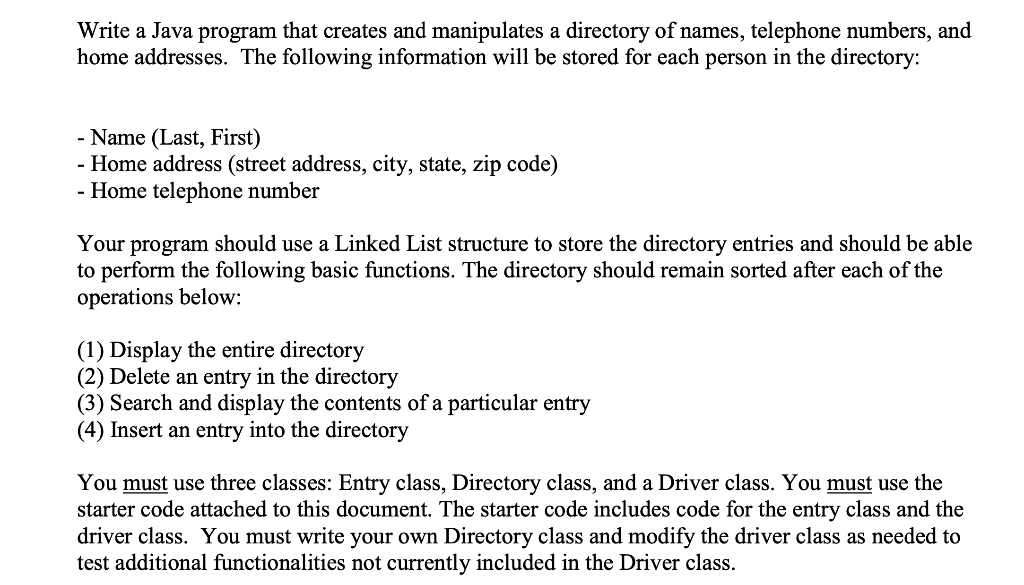 Solved ENTRY CLASS: public class Entry { private String | Chegg.com