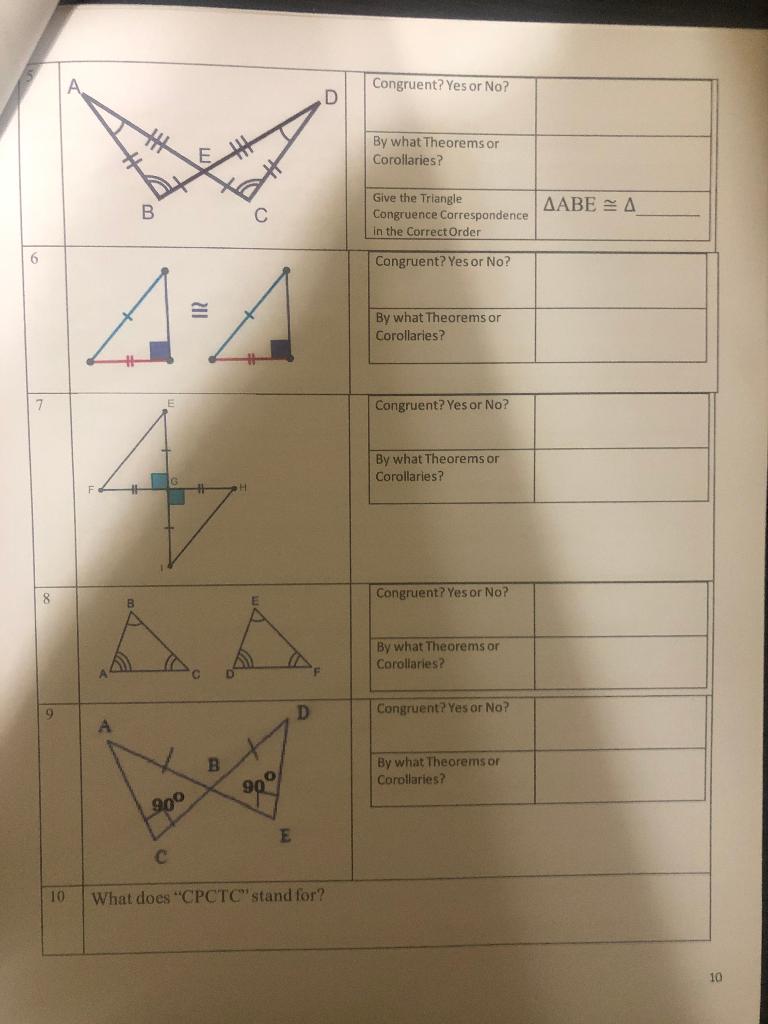 Solved Congruent? Yes or No? D E E By what Theorems or | Chegg.com