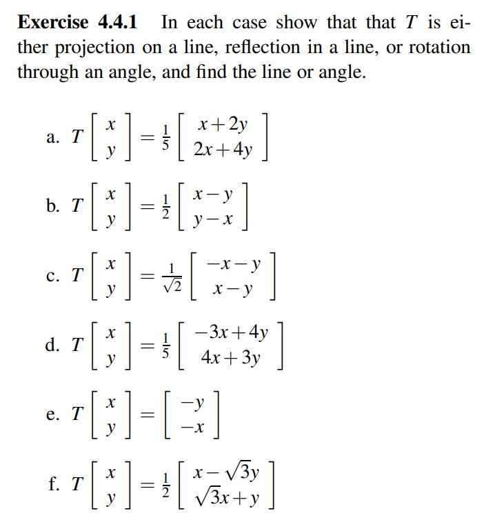 Solved Exercise 4.4.1 In each case show that that T is | Chegg.com