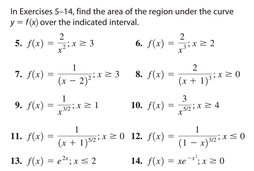 Solved In Exercises 5-14, find the area of the region under | Chegg.com